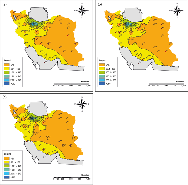Maximum daily precipitation in Iran (1979-2018)