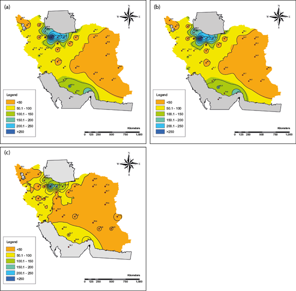 Maximum daily precipitation in Iran (1979-2018)