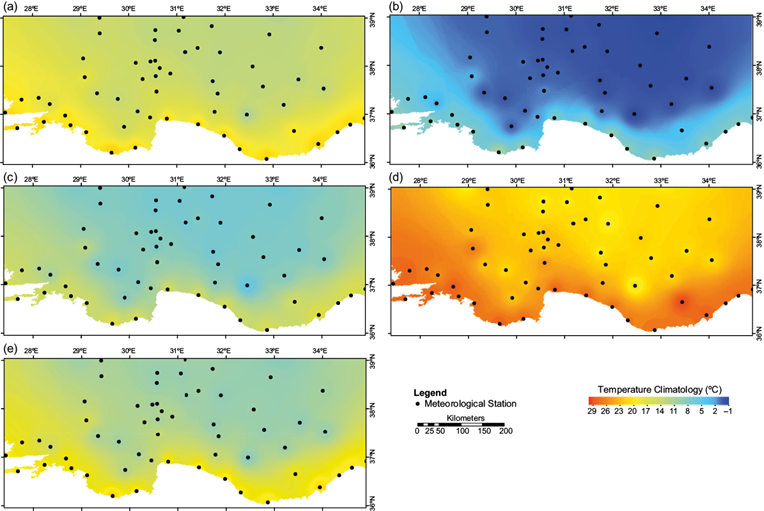 Changes in surface air temperature for Mediterranean climate in Turkey