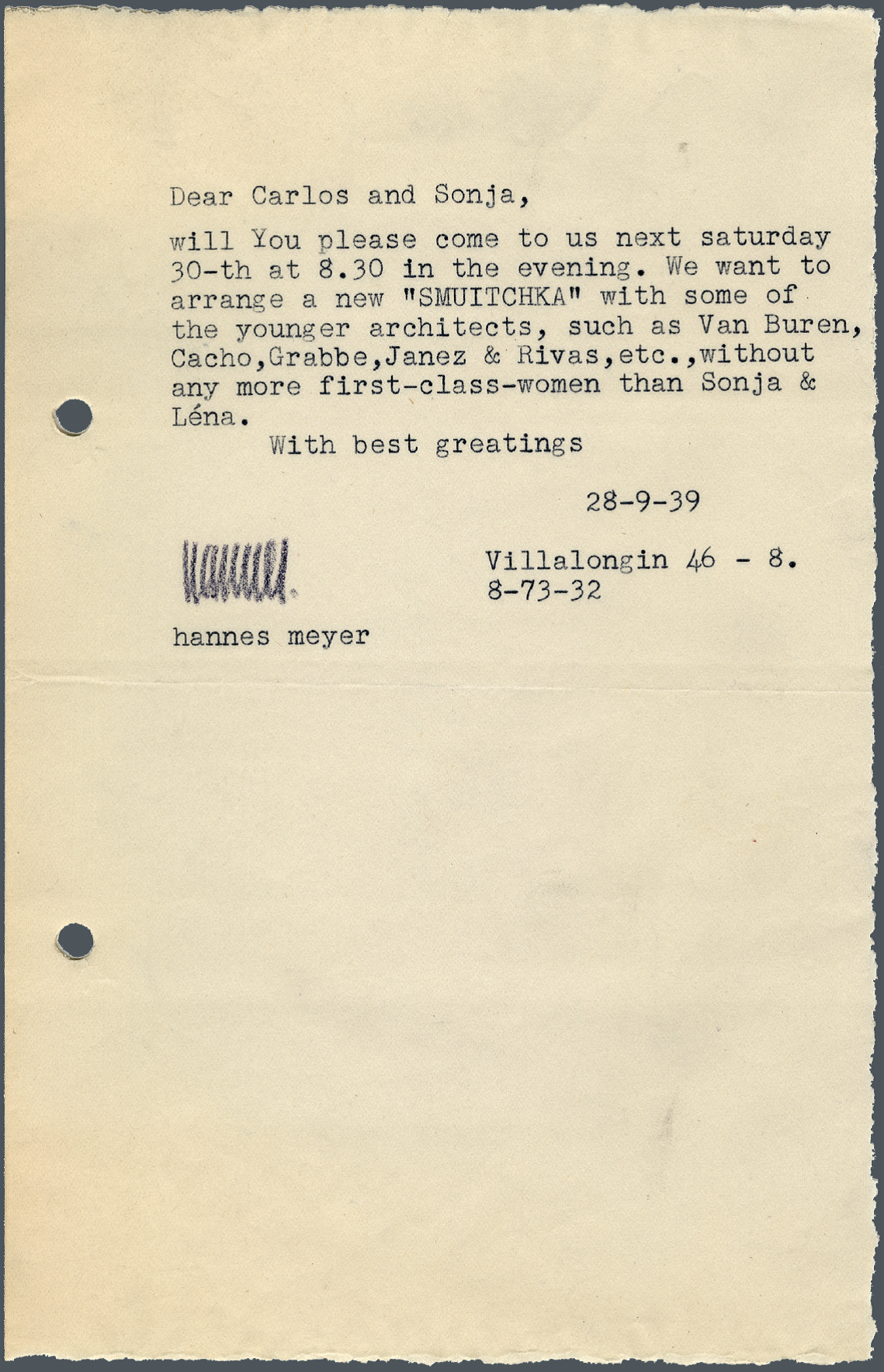 Correspondencia de Hannes Mayer a Carlos Leduc 1938-1939. Documentos ...