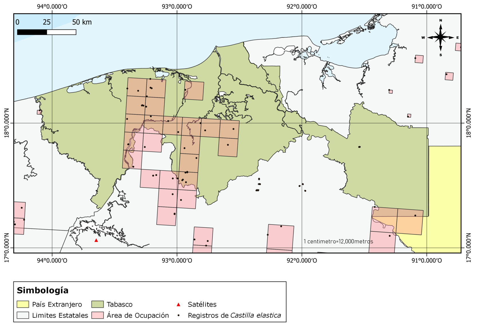 Distribución ecogeográfica y áreas de ocupación de Castilla elastica ...