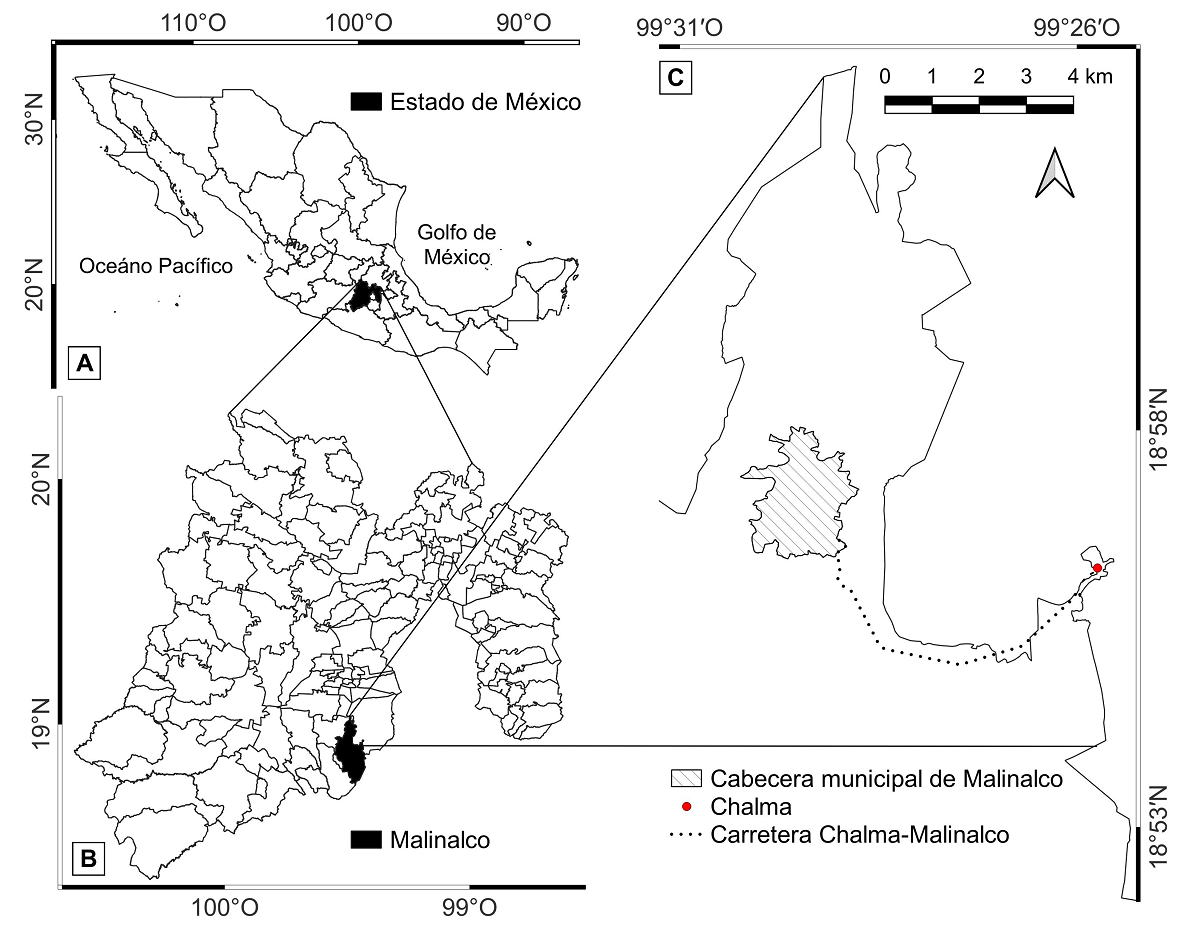 Vegetación viaria en el municipio de Malinalco, Estado de México, México