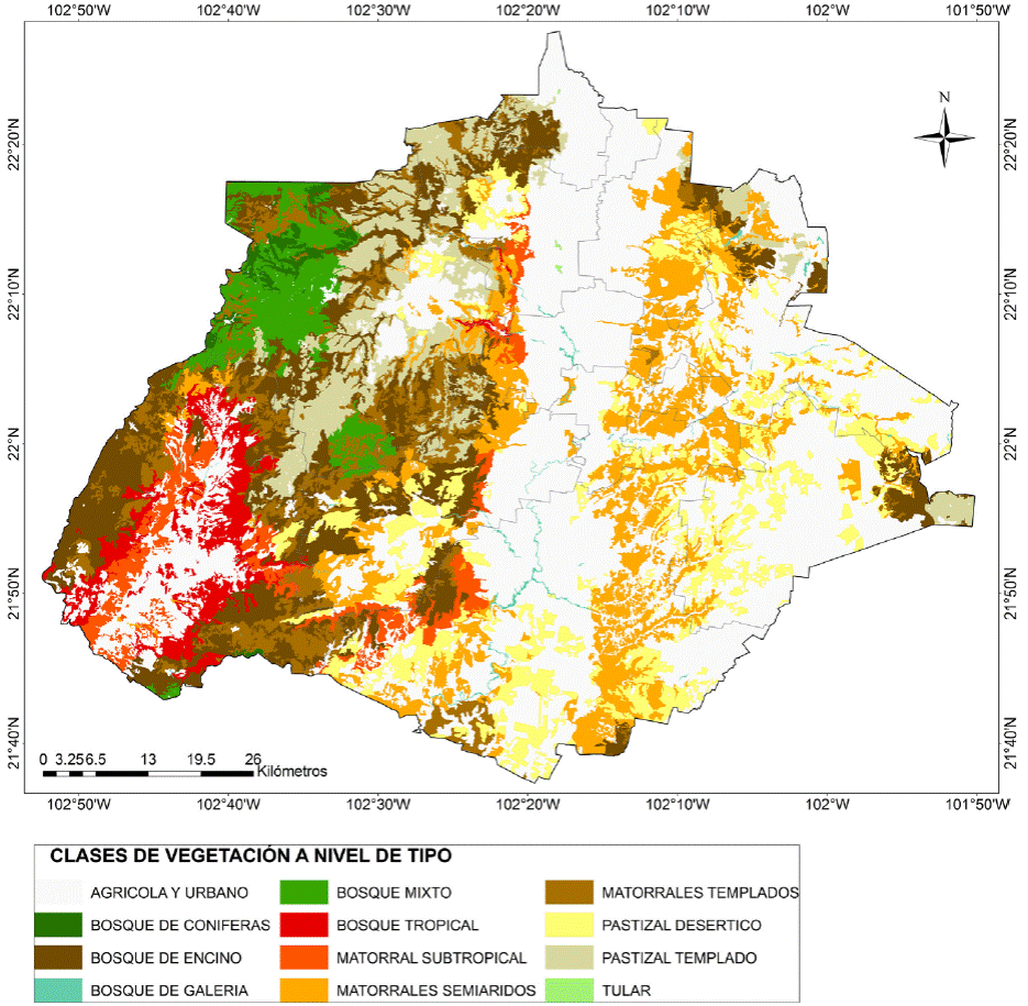 Situación actual de la vegetación del estado de Aguascalientes, México