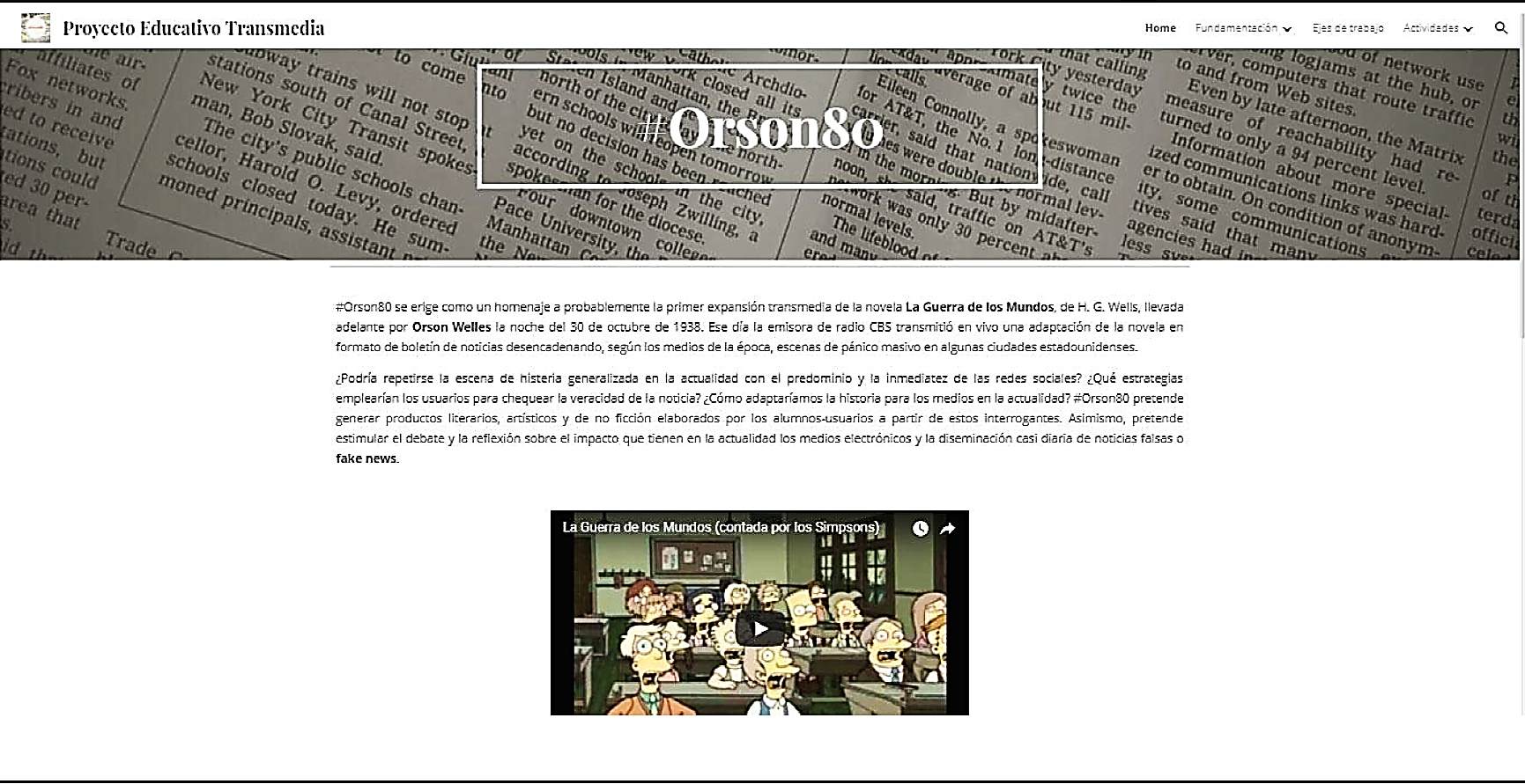 Del canon al fandom escolar: #Orson80 como narrativa transmedia educativa