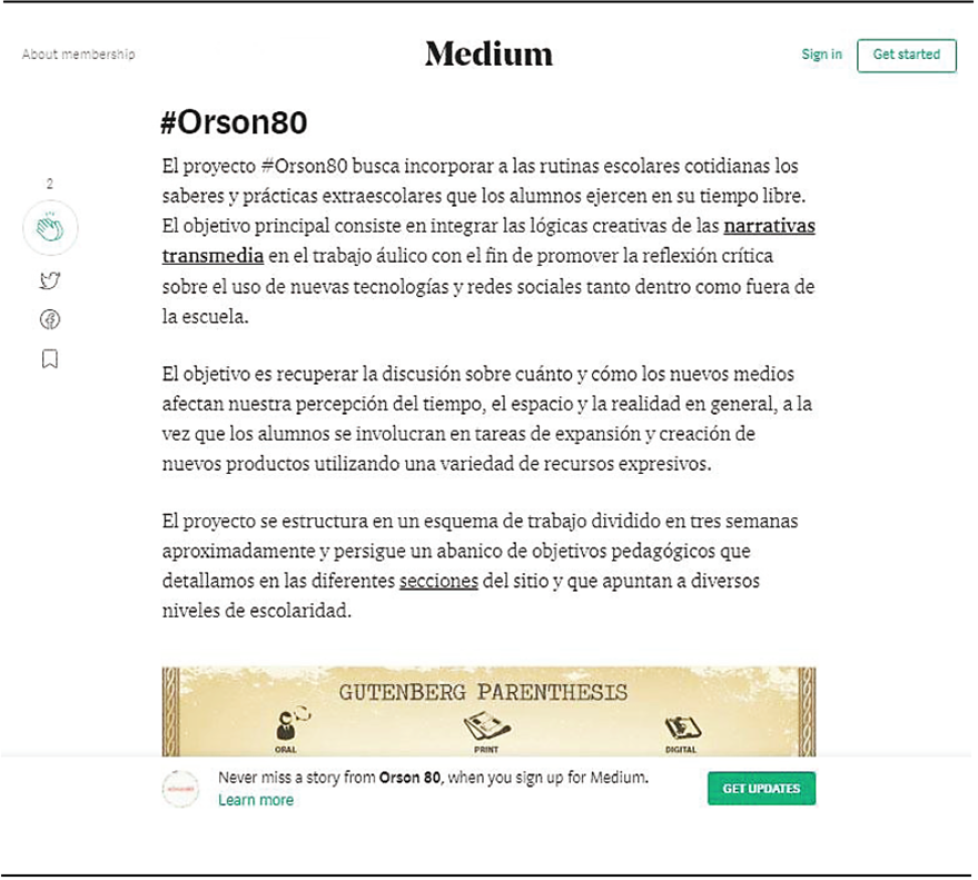 Del canon al fandom escolar: #Orson80 como narrativa transmedia educativa