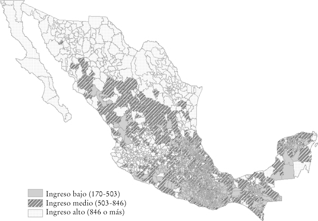 El ingreso de los hogares en el mapa de México