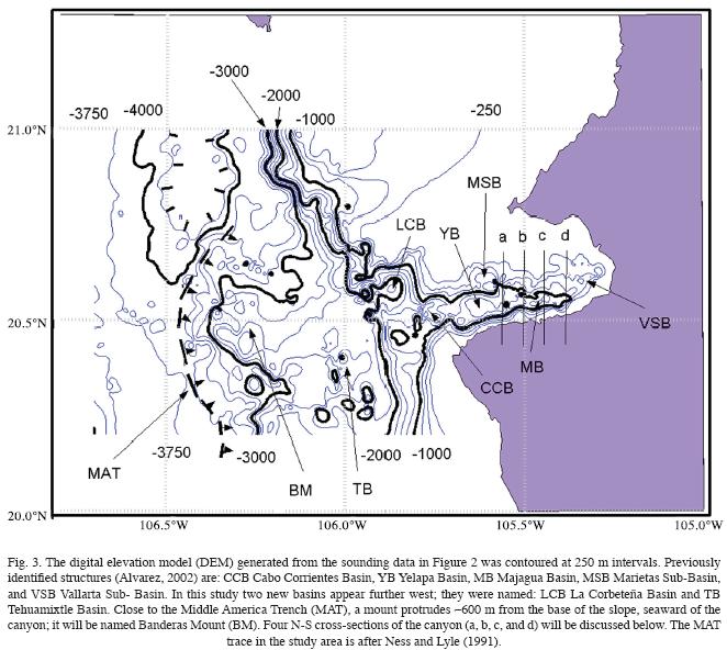 Submarine topography and faulting in Bahía de Banderas, Mexico