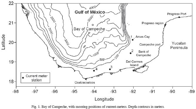 Tidal Current Components in the Southern Bay of Campeche, Gulf of Mexico