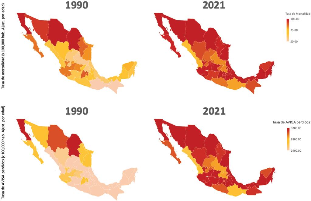 La carga del sobrepeso y la obesidad en México de 1990 a 2021