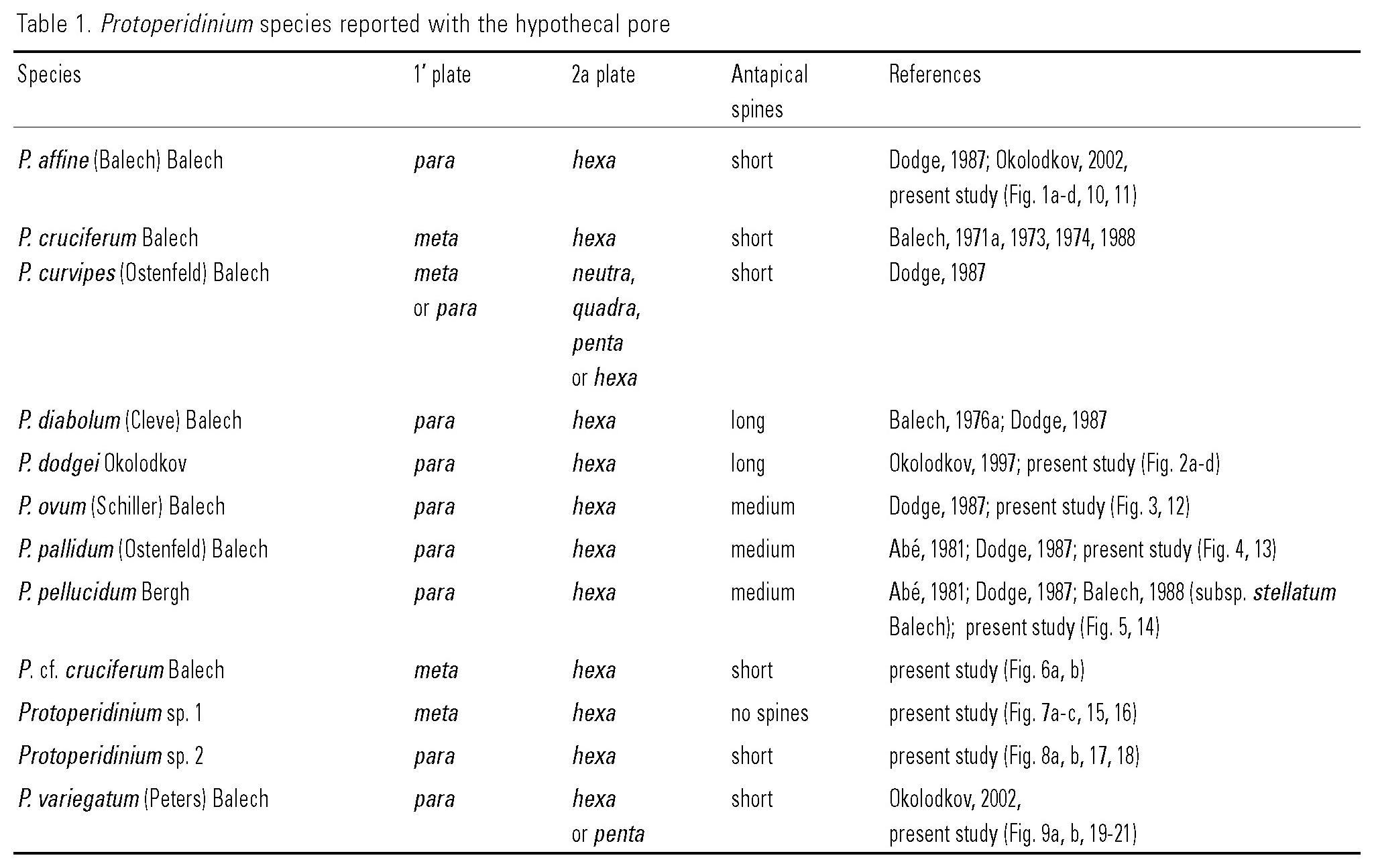 Further observations on a hypothecal pore in the genus Protoperidinium ...