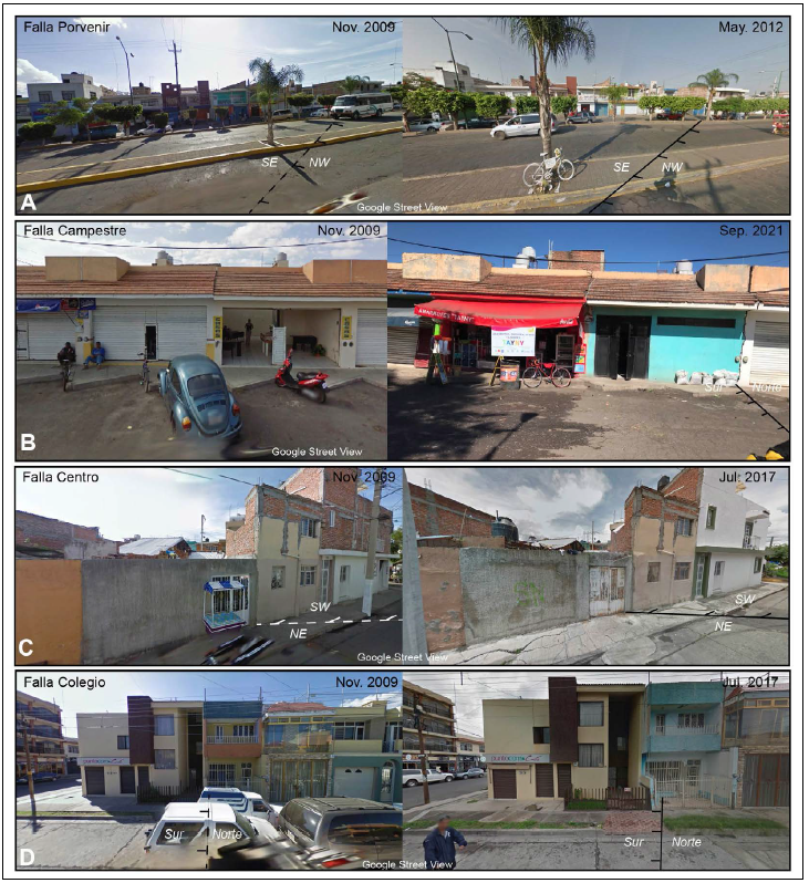 Fallas activas en Zamora, Michoacán, México: afectación y monitoreo.