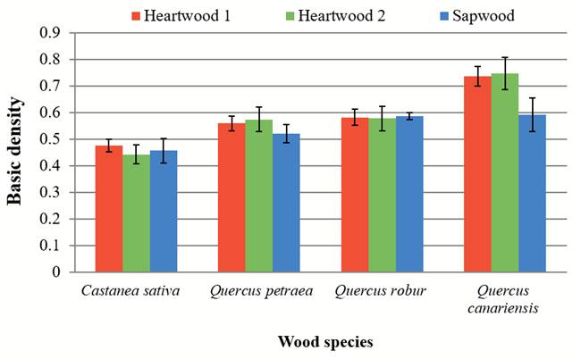 Physical properties of four ring-porous hardwood species: influence of ...