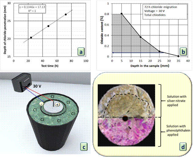 Procedure to detect the penetration of chlorides into carbonated ...