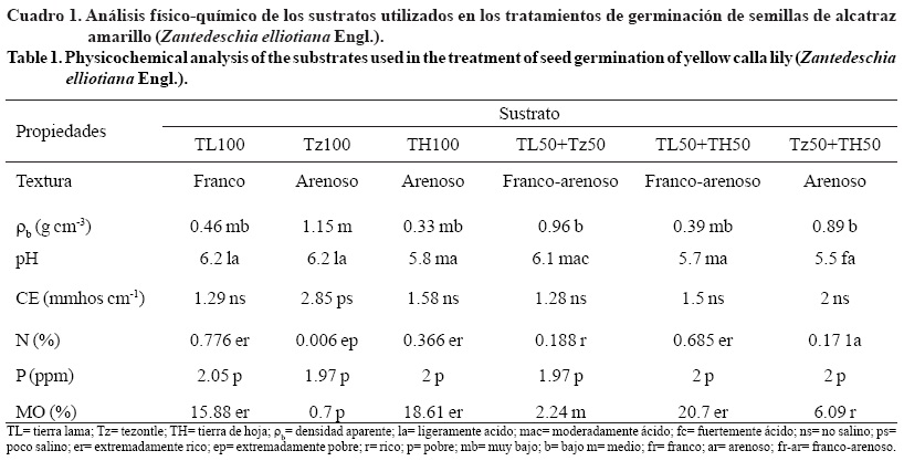 Producción de plántulas de alcatraz amarillo (Zantedeschia elliottiana ...