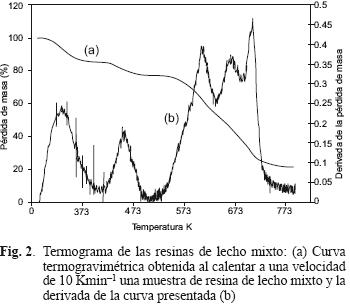 Termodegradación de resinas agotadas de intercambio iónico de lecho mixto