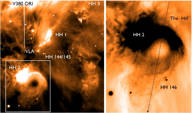 A windswept cloud core adjacent to HH 2