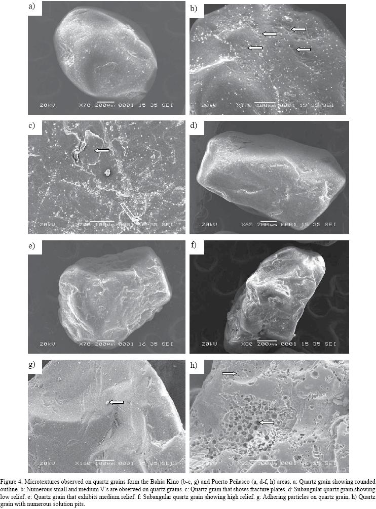 Microtextures on quartz grains in the beach sediments of Puerto Peñasco ...