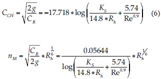 Fórmulas generales para los coeficientes de Chézy y de Manning