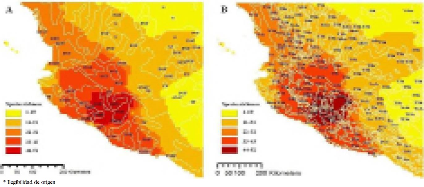 Spatial distribution of bat richness in Mexico at different taxonomic ...