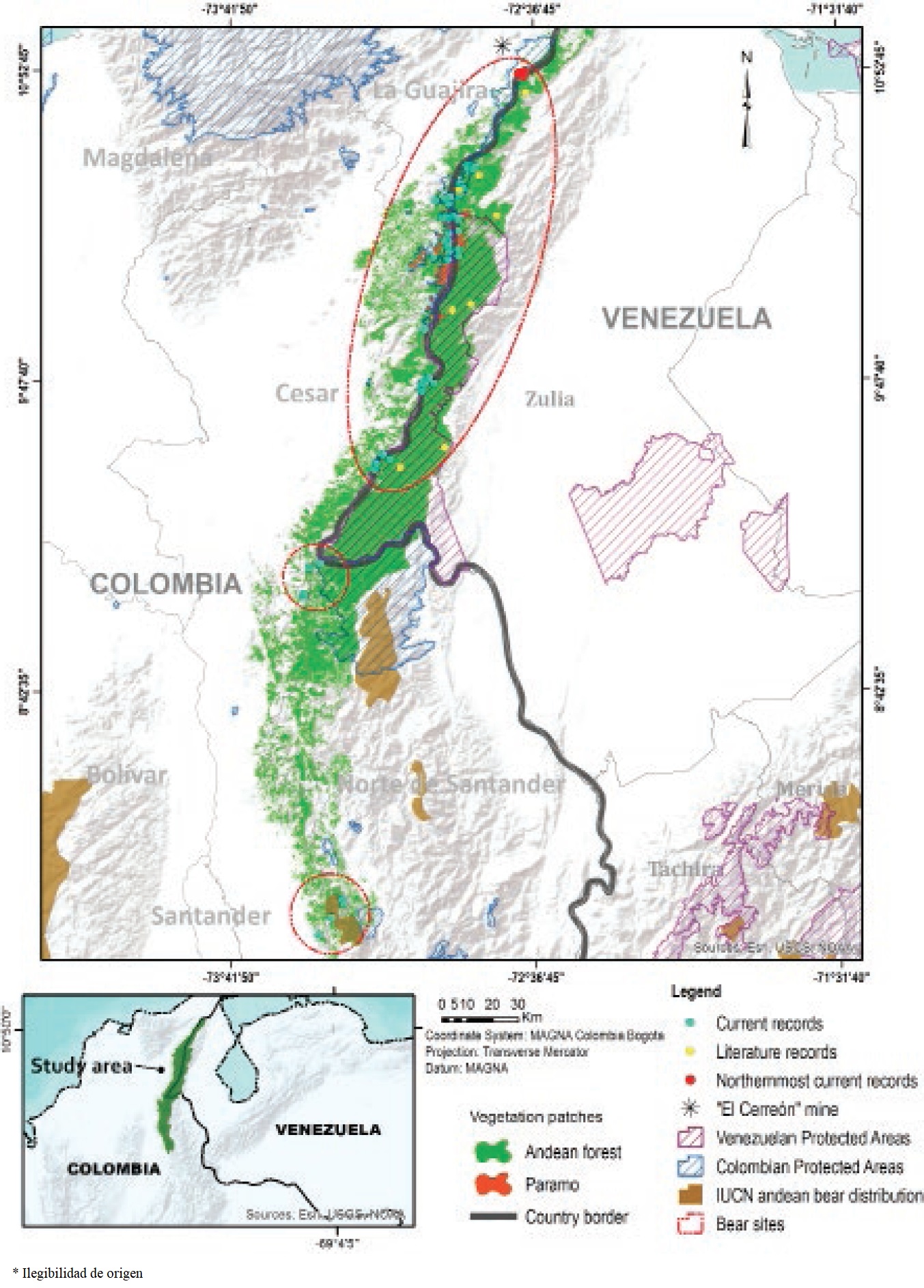 Northernmost distribution of the Andean bear (Tremarctos ornatus) in ...